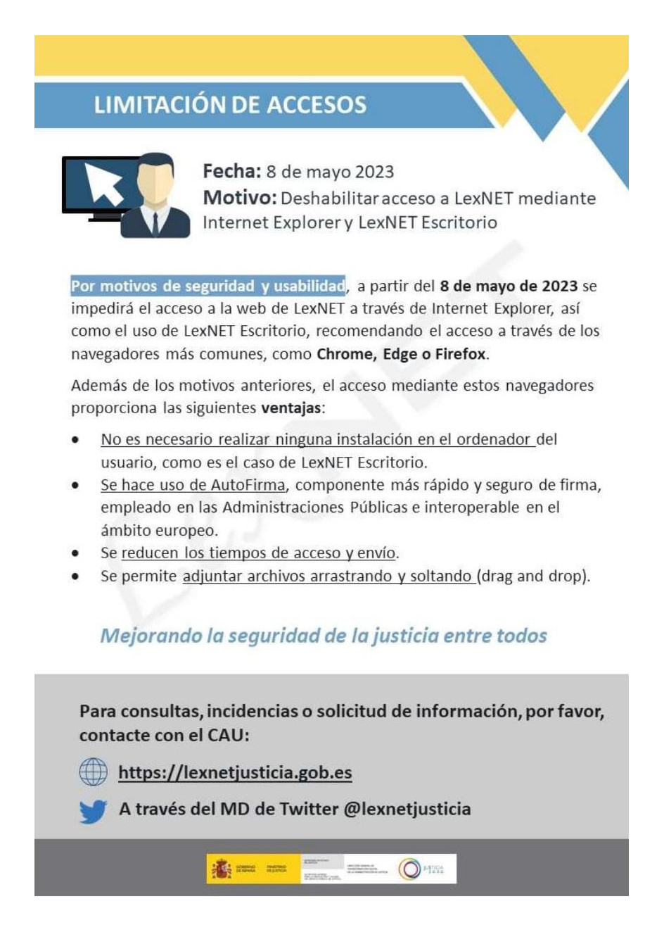 LexNET Escritorio dejará de funcionar el 8 de mayo de 2023 - Ilustre ...